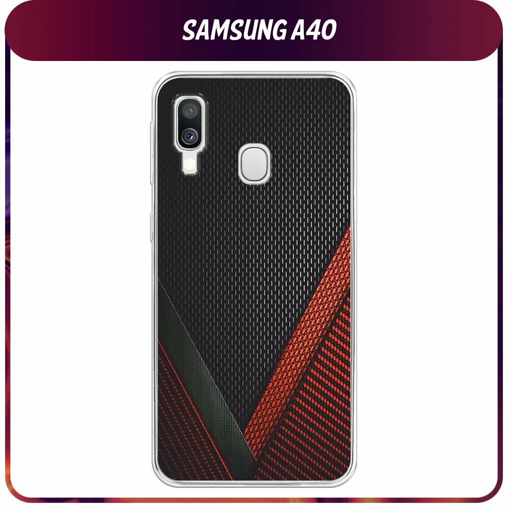 Чехол на Samsung Galaxy A40 / Самсунг Галакси А40 с принтом "Красный карбон"