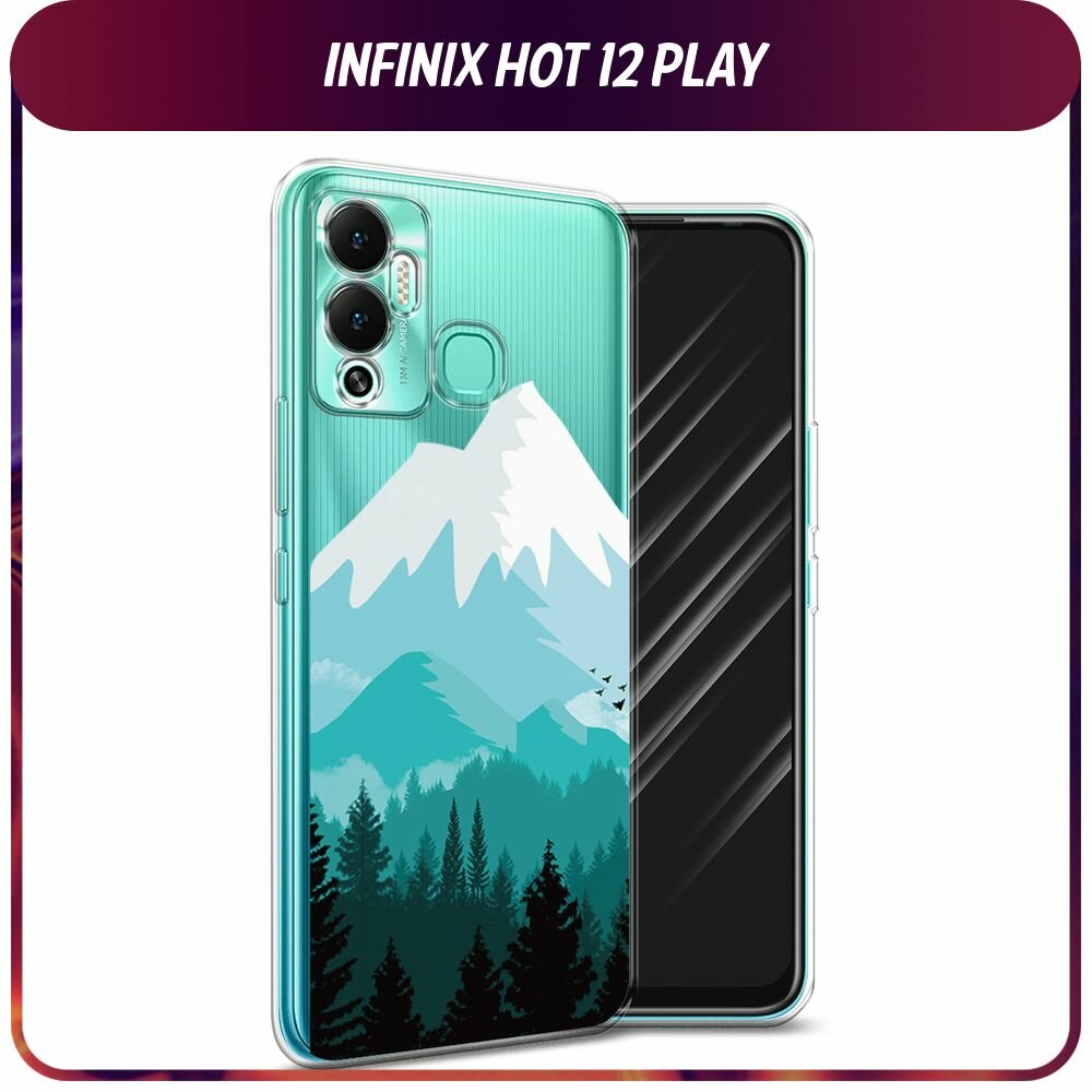 Чехол на Infinix Hot 12 Play / Инфиникс Хот 12 Плей с принтом "Синяя снежная гора", прозрачный
