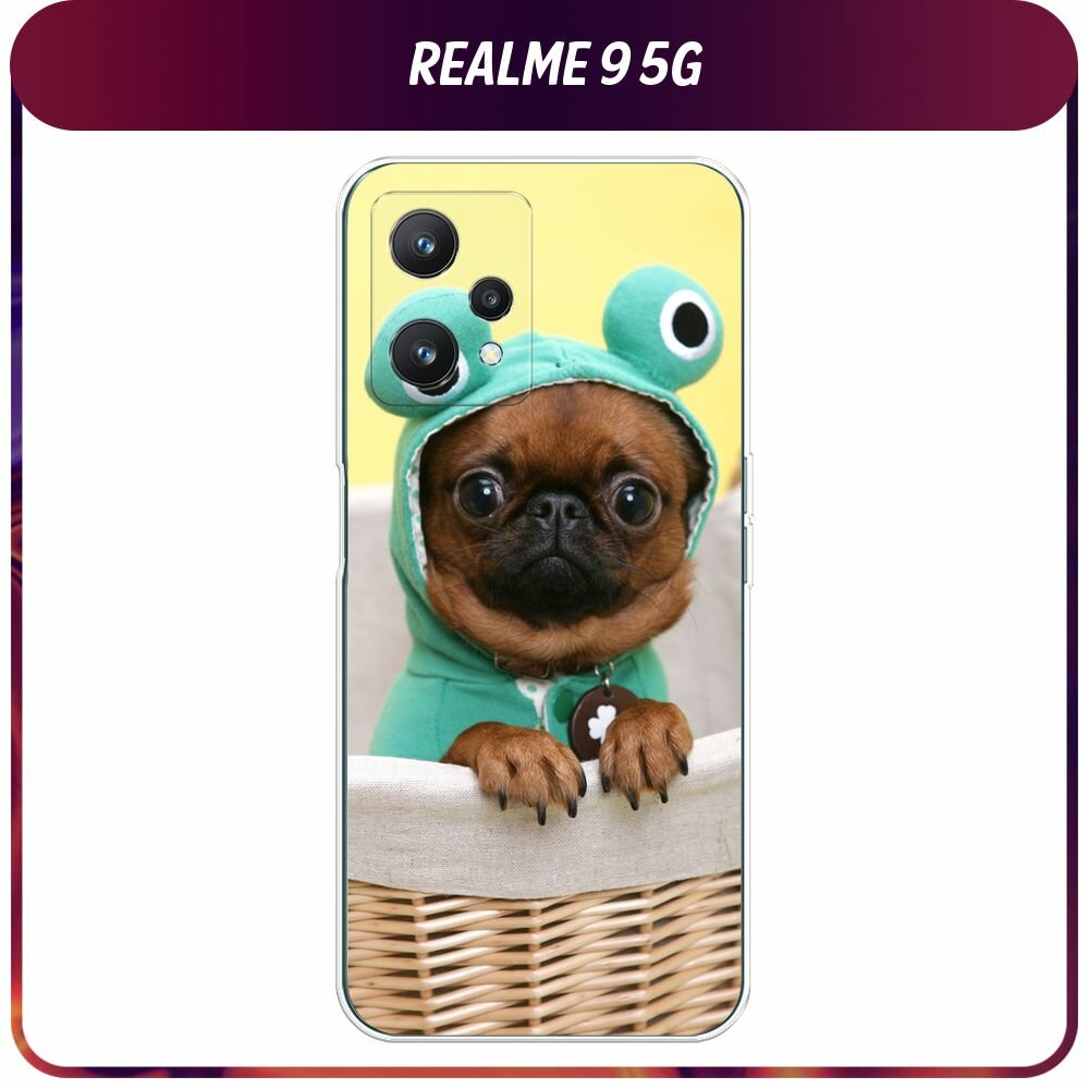 Чехол на Realme 9 5G / Реалми 9 5G с принтом "Собачка в шапке лягушки"