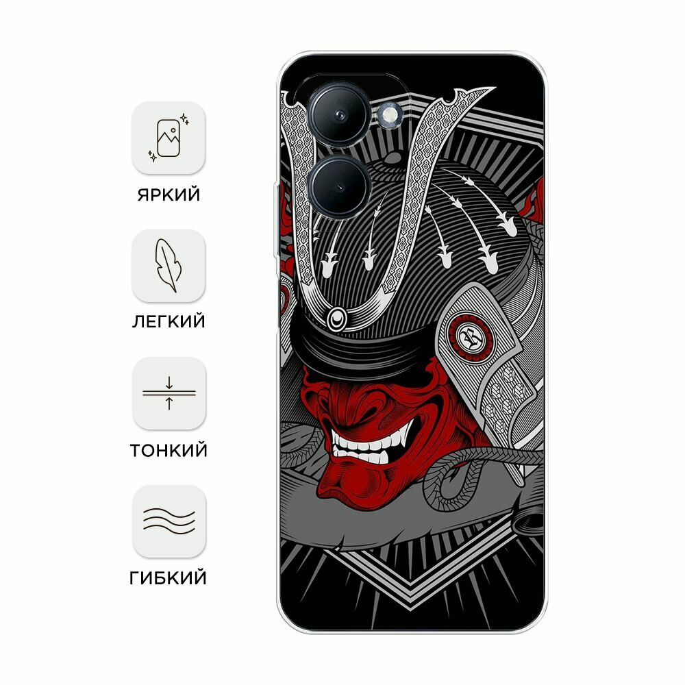 Чехол на Realme C33 / Реалми С33 с принтом "Красная маска самурая" — фото 1