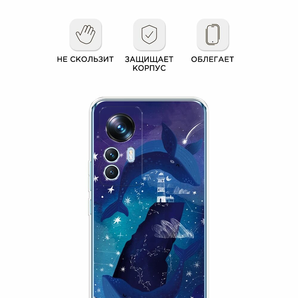 Чехол на Xiaomi 12T/12T Pro / Сяоми 12T/12T Про с принтом "Ночные киты" — фото 1