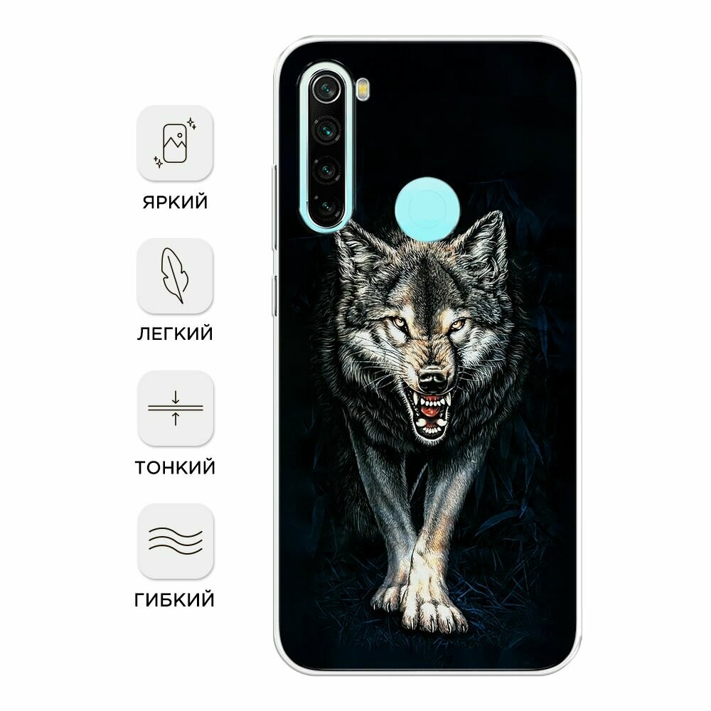 Чехол на Xiaomi Redmi Note 8 / Сяоми Редми Нот 8 с принтом "Злобный волк из ночи" — фото 1