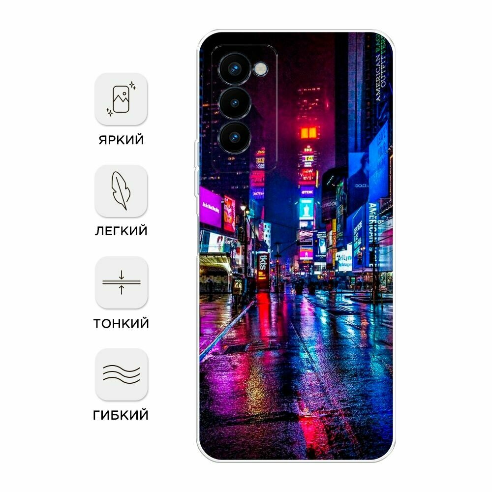 Чехол на Tecno Camon 18P / Техно Камон 18Р с принтом "Фиолетовая улица" — фото 1