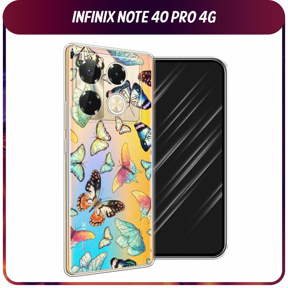 Чехол на Infinix Note 40 Pro / Инфиникс Нот 40 Про с принтом Бабочки фон, прозрачный
