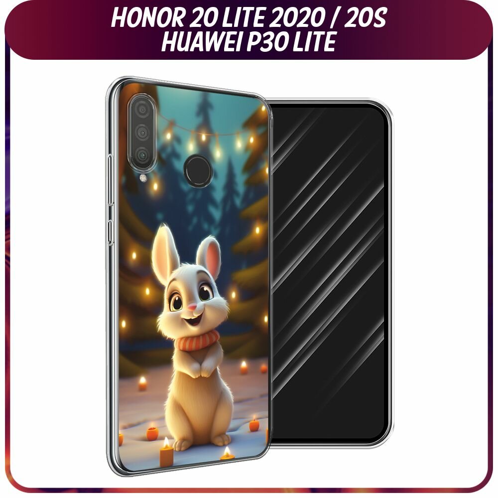 Чехол на Huawei P30 Lite/Honor 20S/20 Lite (2020) / Хуавей P30 Лайт с принтом "Кролик среди свечей"