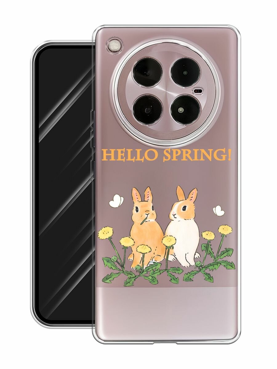 Чехол на Infinix Zero 40 4G / Инфиникс Зеро 40 4G с принтом "Весенние кролики", прозрачный — фото 1