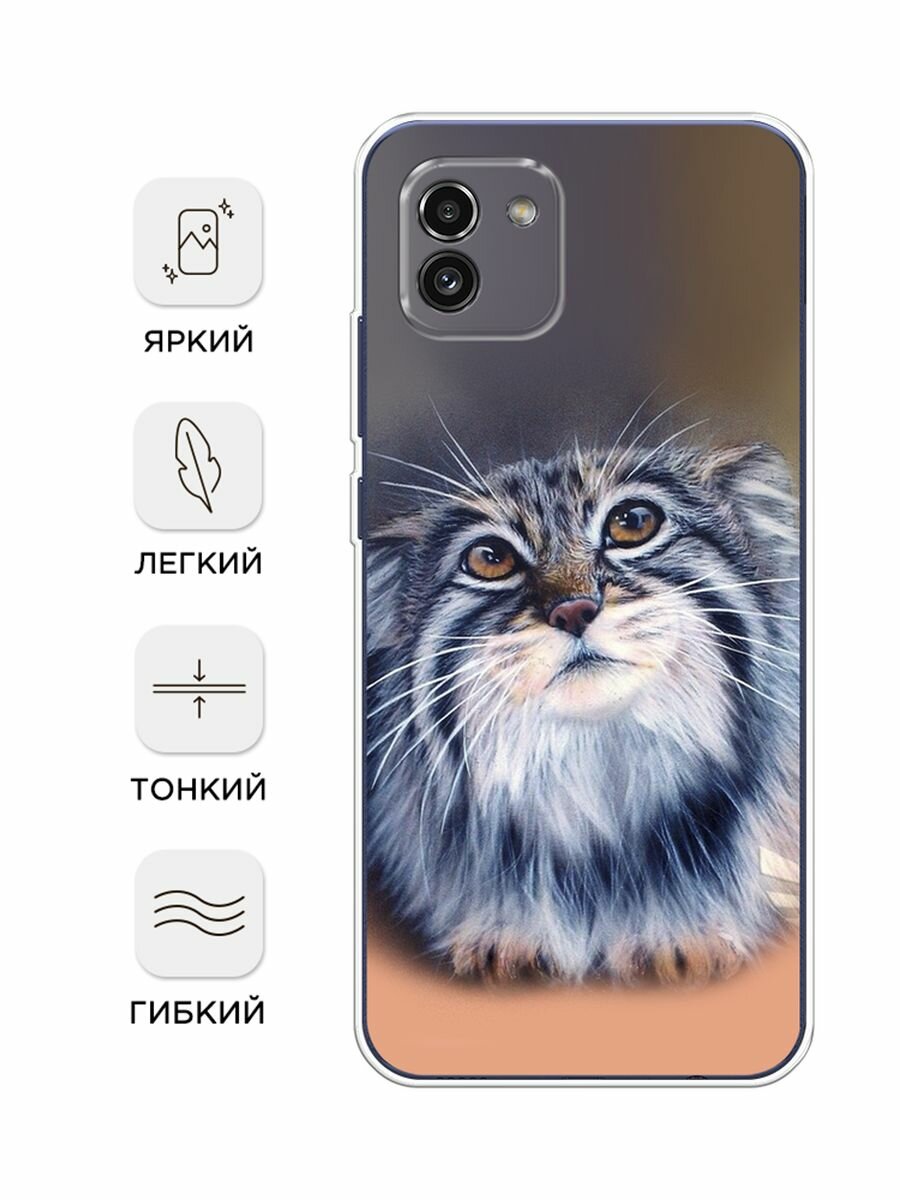 Чехол на Samsung Galaxy A03 / Самсунг Галакси А03 с принтом "Кот манул 2" — фото 1
