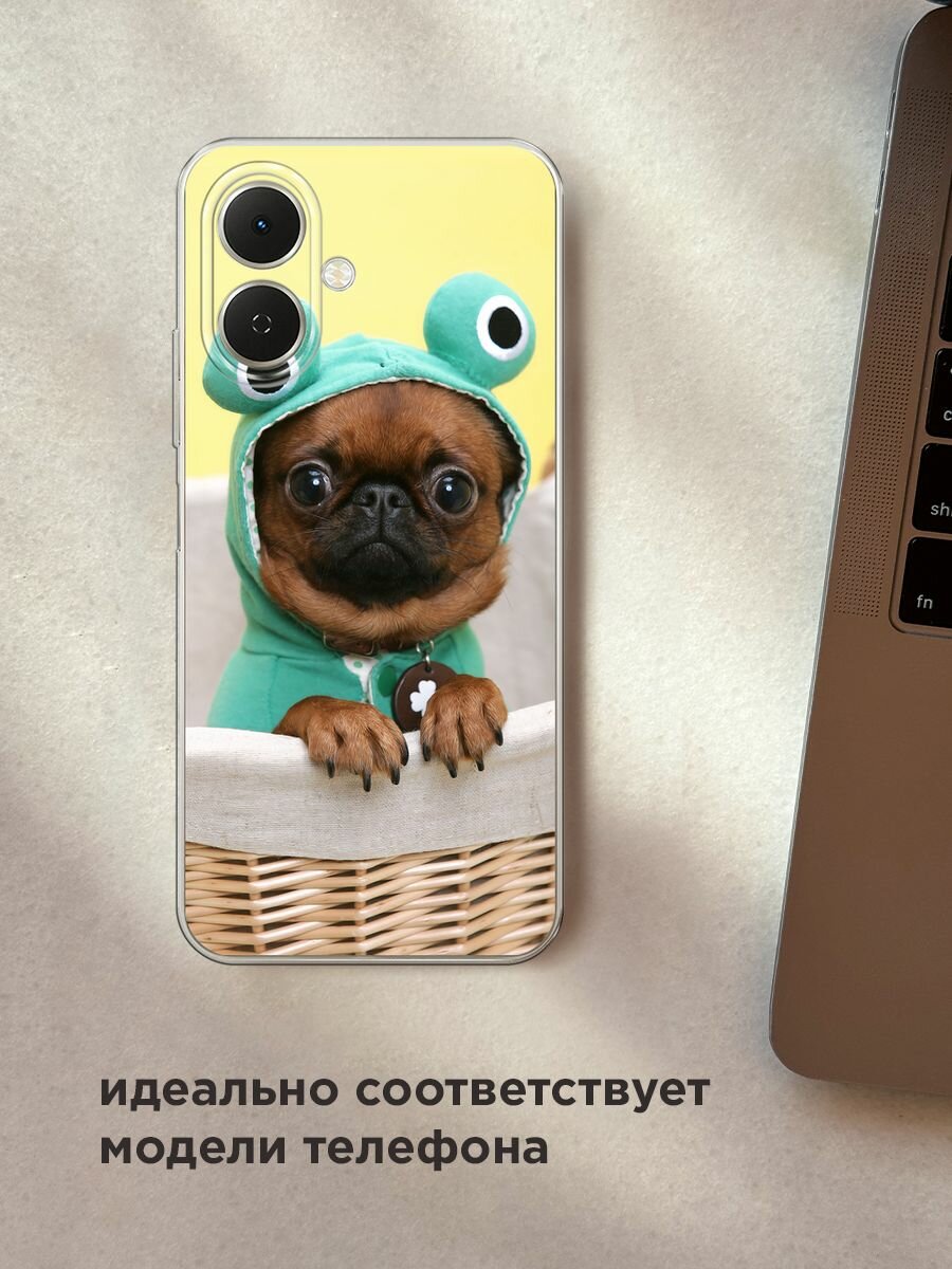 Чехол на Tecno Spark Go 2 / Текно Спарк Го 2 с принтом "Собачка в шапке лягушки" — фото 1