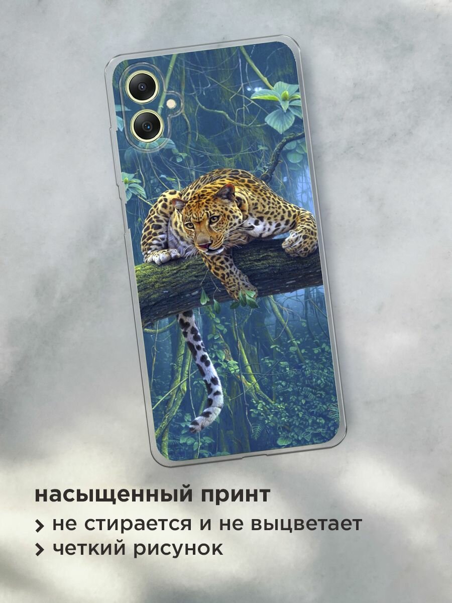 Чехол на Samsung Galaxy A06 / Самсунг Галакси А06 с принтом "Леопард охотник" — фото 1