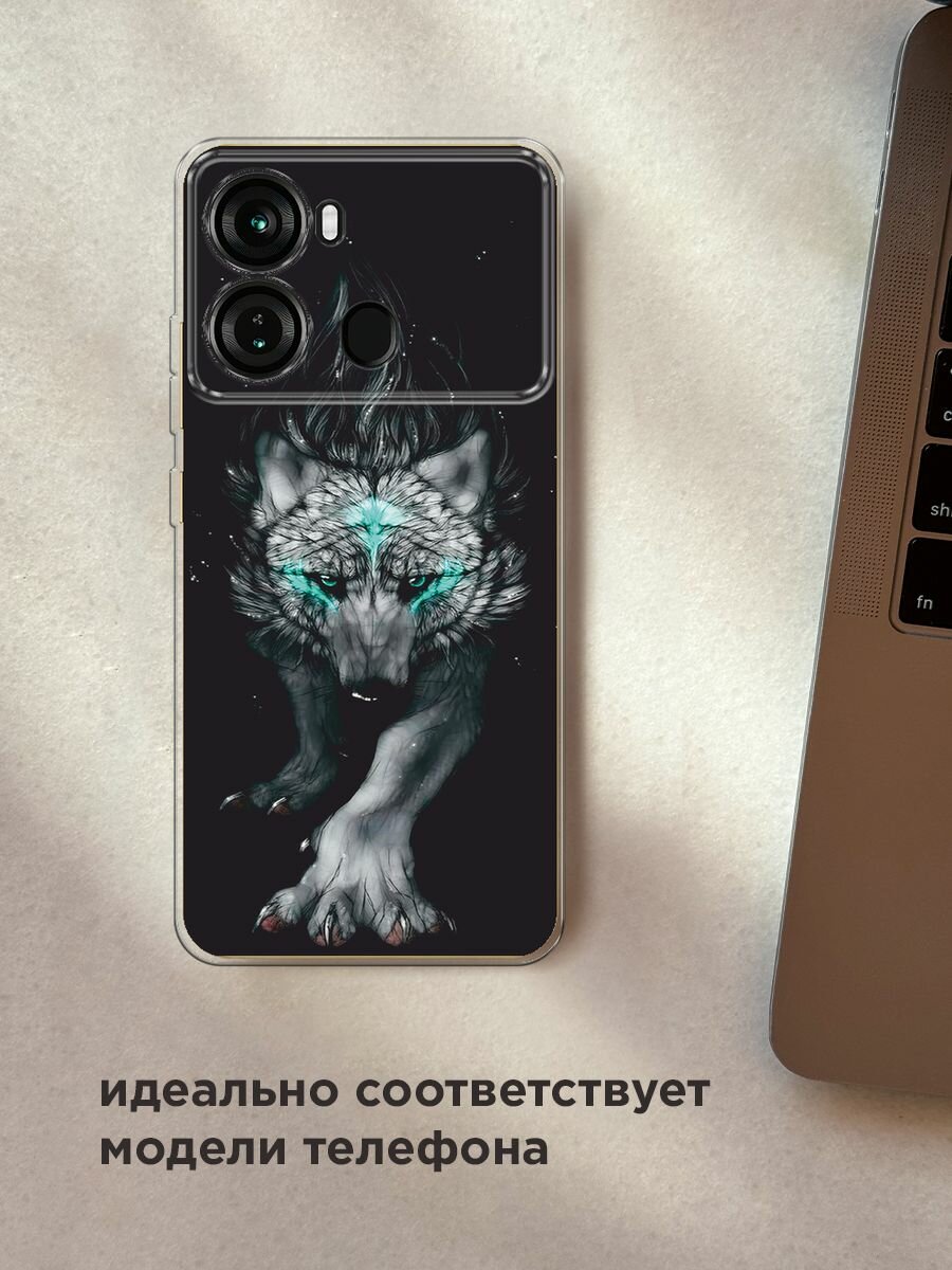 Силиконовый чехол на Itel P40 / Ител P40 с принтом "Крадущийся волк" — фото 1