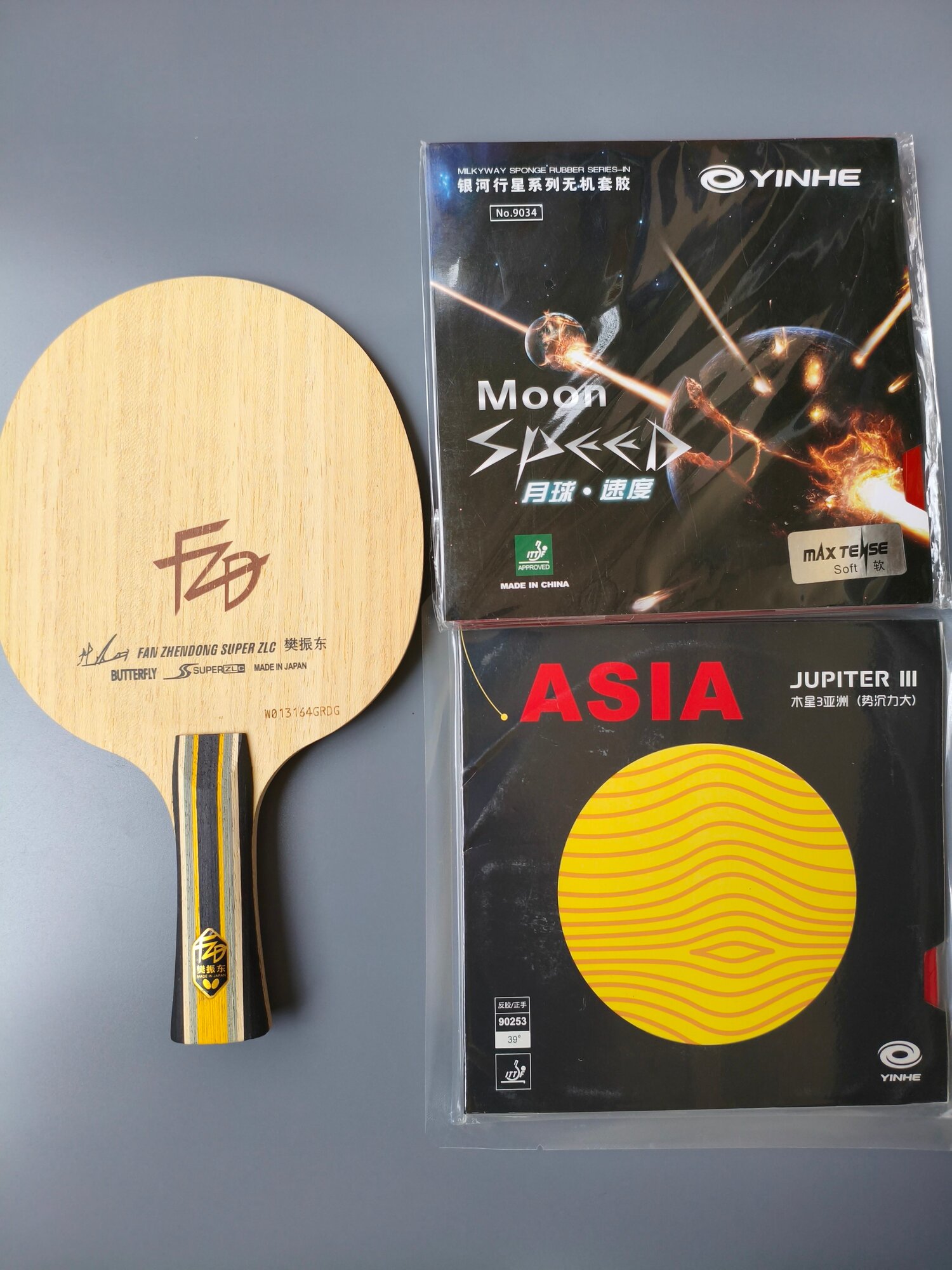 Ракетка ручной сборки butterfly fan zhendong super ZLC + Yinhe Jupiter 3 + moon Speed