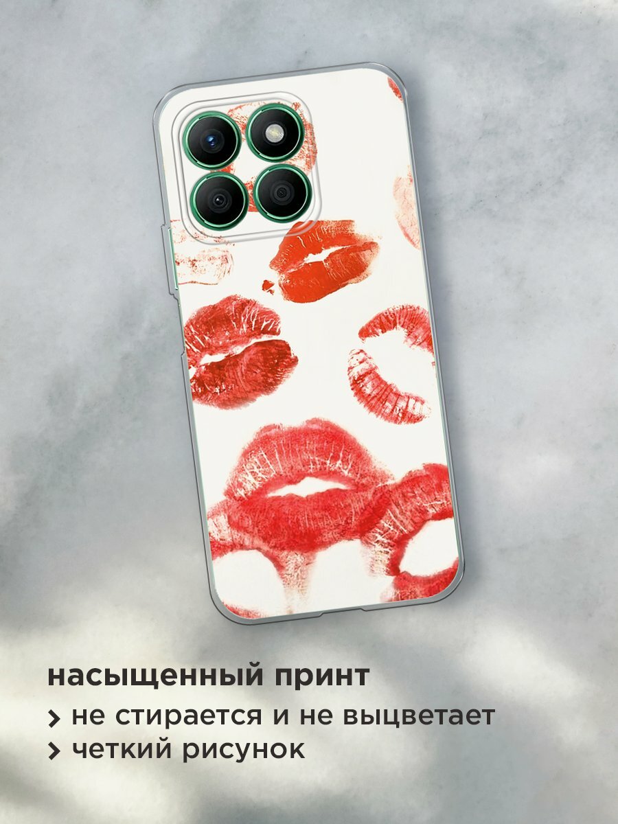 Силиконовый чехол на Honor X8B / Хонор X8B с принтом Следы помады — фото 1