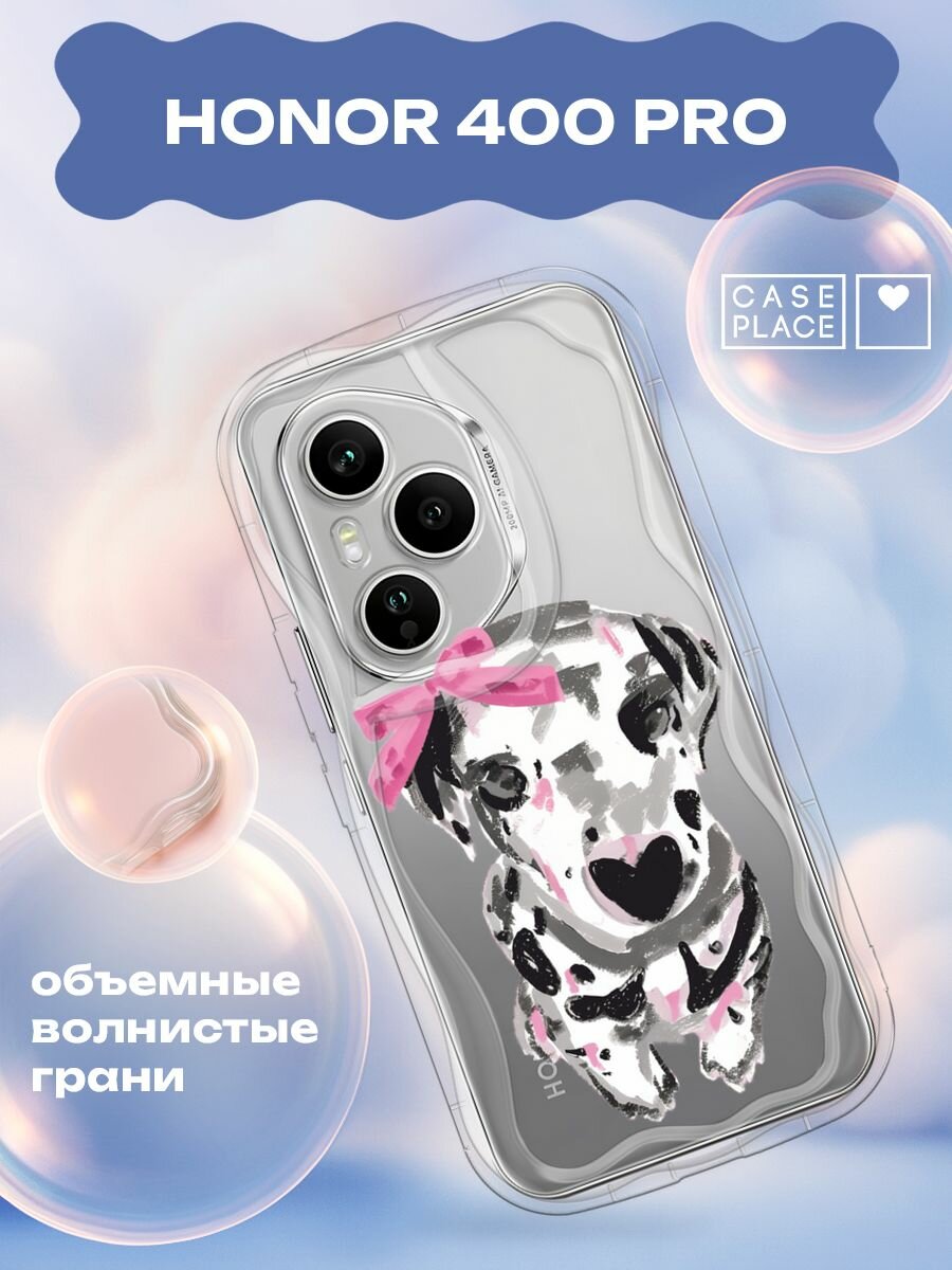 Чехол на Honor 400 Pro / Хонор 400 Pro с принтом "Далматинец с бантиком 3"