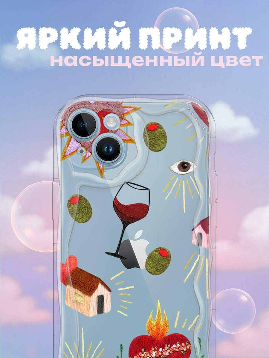 Чехол на Apple iPhone 14 / Айфон 14 с принтом "Ниточный коллаж" — фото 1