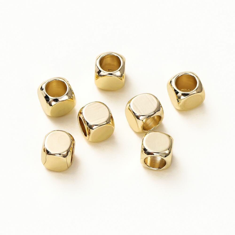 Бусины шарики разделители, Бусина квадрат, 2 мм, 50шт, 14-каратное золото