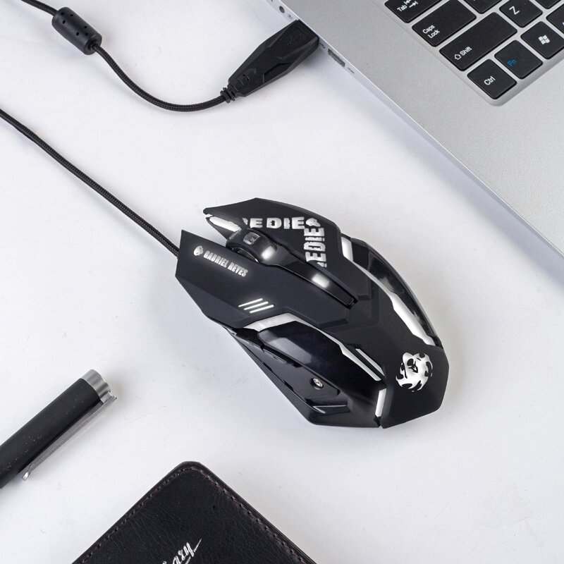 Проводная USB игровая мышь, бесшумная, красочная, светящаяся, офисный, настольный ноутбук DVA, универсальный для
