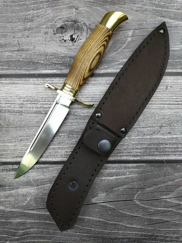 Нож Финка НКВД, сталь 65х13, рукоять литье ясень, ножны из натуральной кожи, Официальный магазин производителя Мастерская Семина