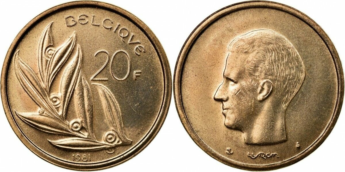 Бельгия 20 франков, 1980 - 1993 BELGIQUE XF