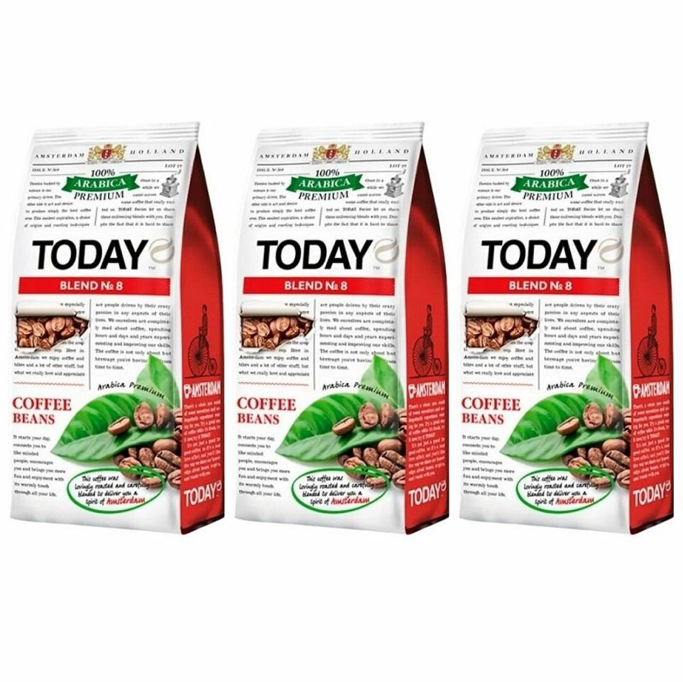 TODAY Кофе в зернах Blend 8, 200 г, 3 шт.