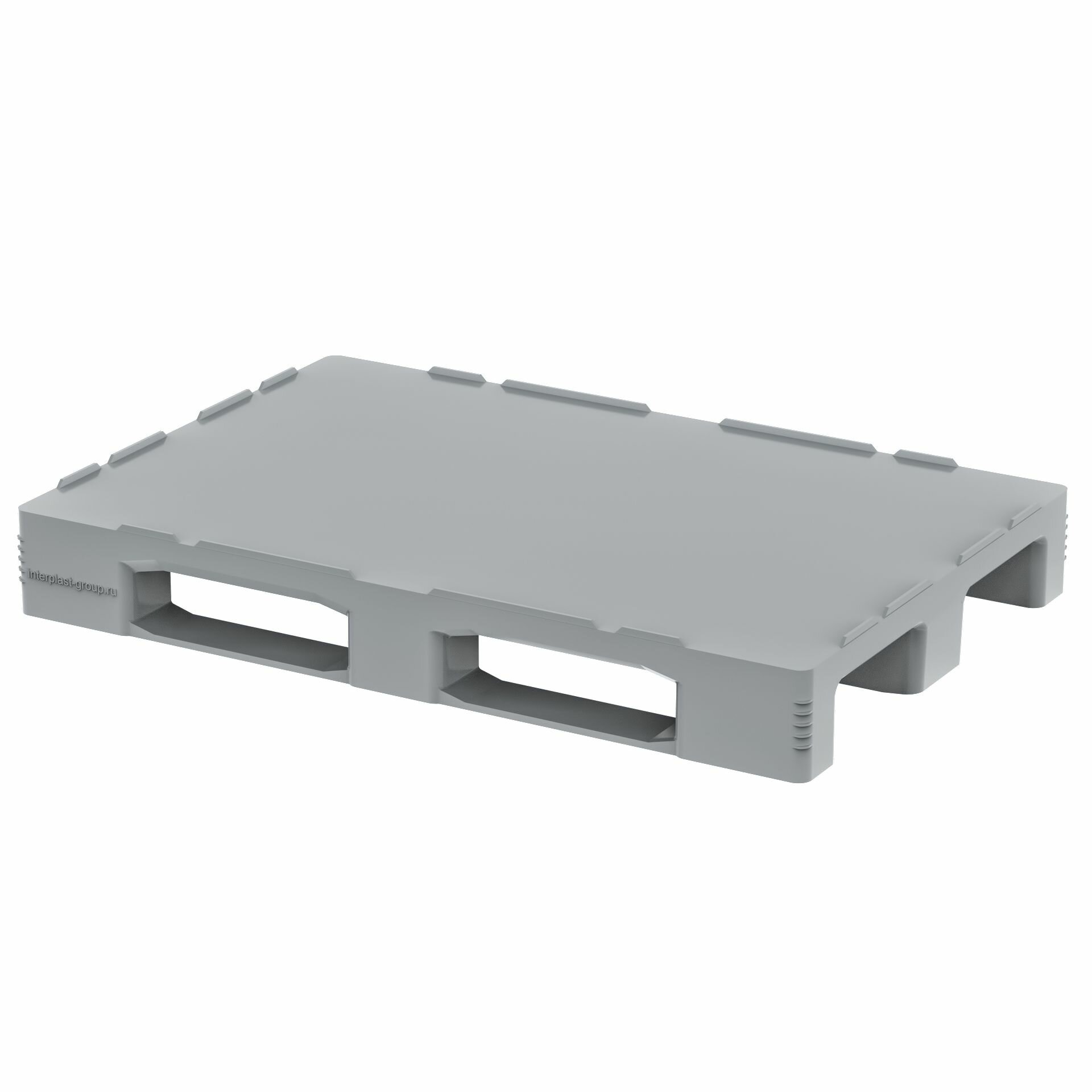 Поддон (паллета) пластиковый гигиенический сплошной на 3-х полозьях 120х80х14 см, с бортиком, серый