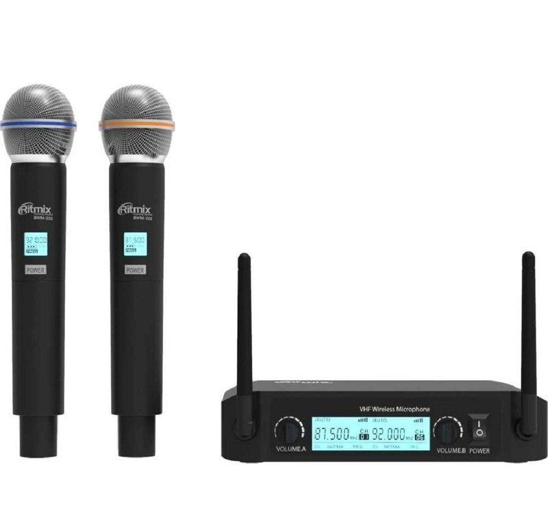 Микрофон Ritmix RWM-222 вокальный, беспроводной, 2шт