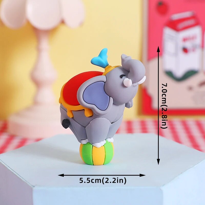 Цирковый топпер для торта Клоун, Лев, Слон Серый, Acrobatic elephant