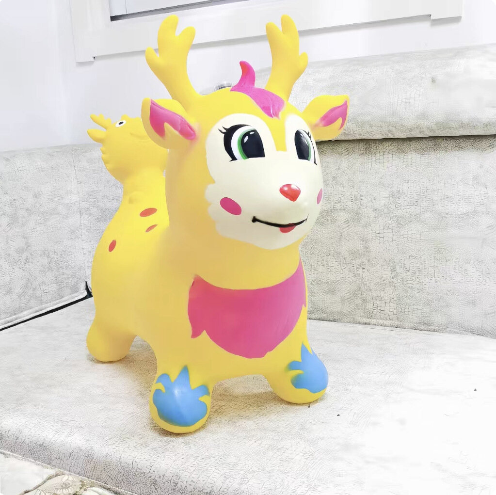 Детская надувная игрушка в виде прыгающего лошадки с музыкой, олень, большая утолщенная каталка для малышей с рогом