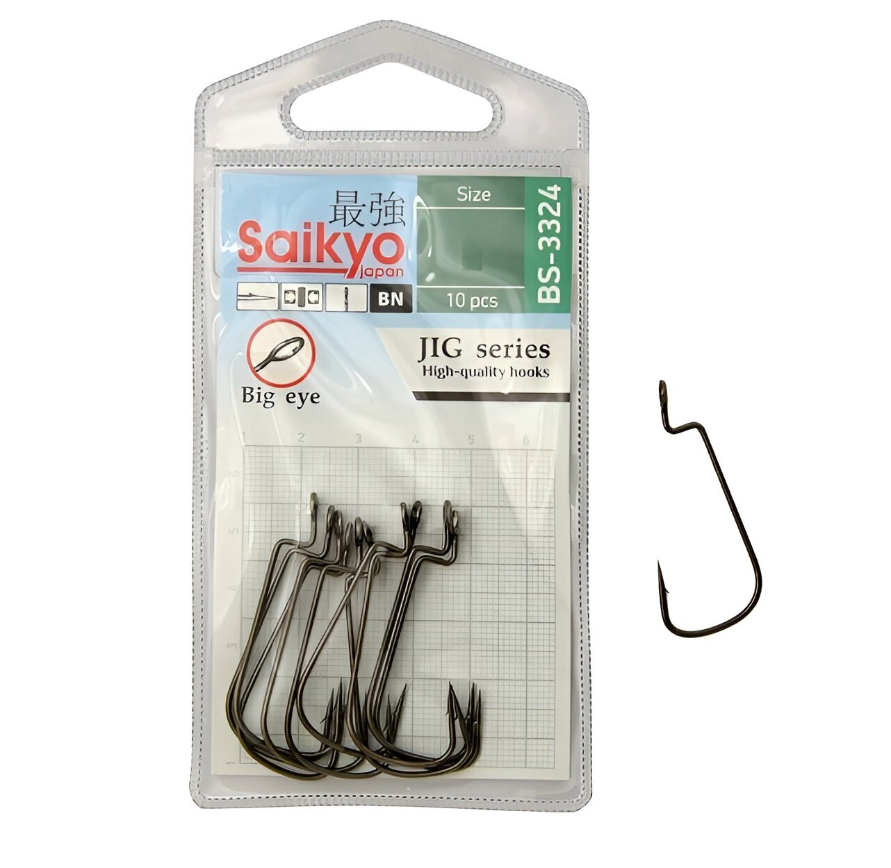 Крючки Saikyo BS-3324 BN, офсетные, с большим ушком, №6, 10 шт.
