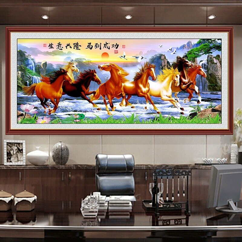 2025 Декоративная картина для стены за диваном, новая китайская стильная пейзажная живопись, текущая вода приносит богатство, самоклеящаяся обои-наклейка, мурал