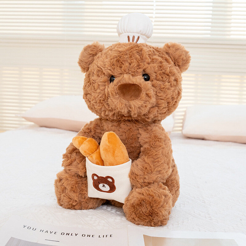 Симпатичный медведь кондитер плюшевый медведь Выпечка мастера плюшевый мишка_27cm（155g）