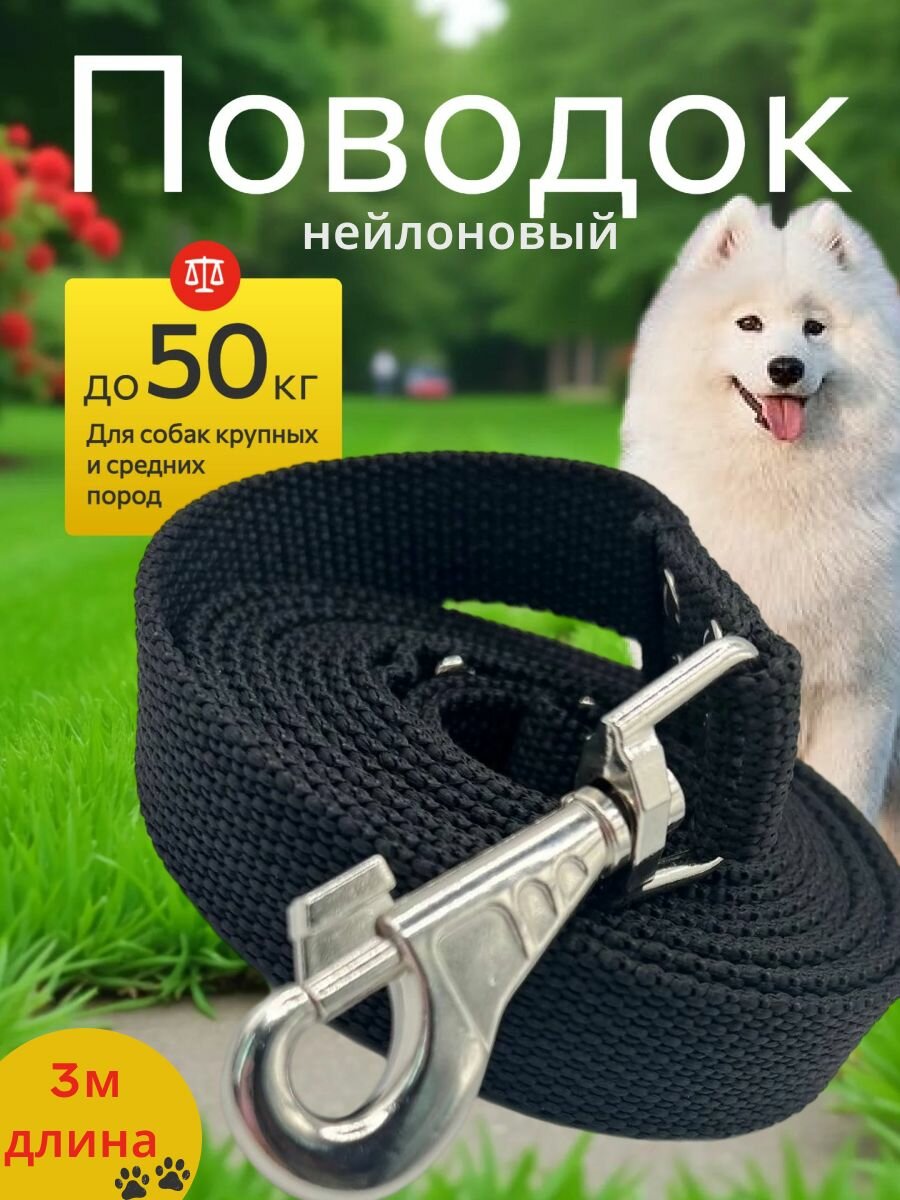 Поводок для собак нейлоновый 3 м х 25 мм