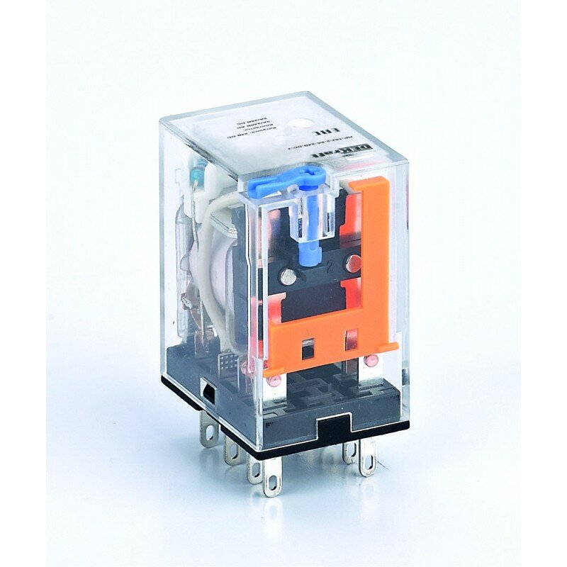 Промежуточное реле 2 контакта с LED индикацией и TEST функцией 5А 220В DC ПР-102 Dekraft (23849DEK), цена за 1 шт