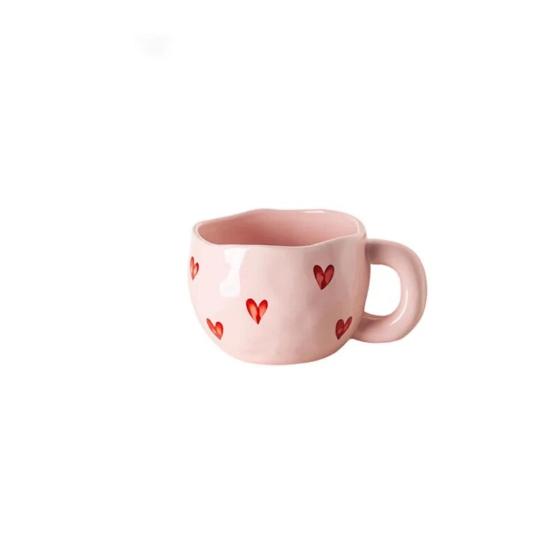 Керамическая кружка YWDL в форме сердца Розовый, pink