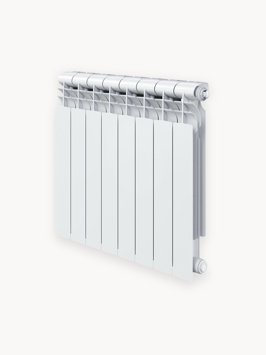 Радиатор биметаллический NEOLINE BM LIGHT 500 - 8 секц, белый, боковое подключение, площадь обогрева 15 м², покрытие Oxsilan® 9807