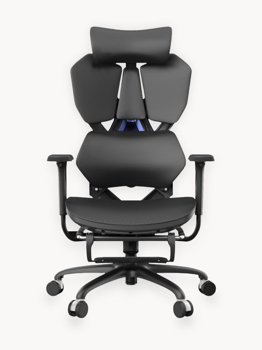 Кресло офисное игровое X5S-F, с подставкой для ног и регулируемой спинкой, текстиль, Черный