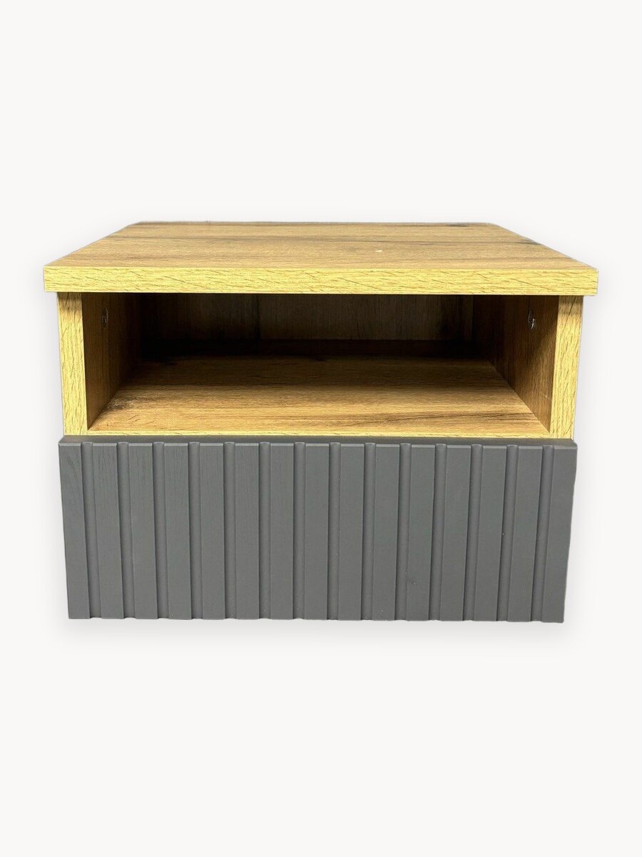 Тумба ORBIS "Кросс", ЛДСП/МДФ, крепление к стене, 25х35х30 см, Вотан/Графит