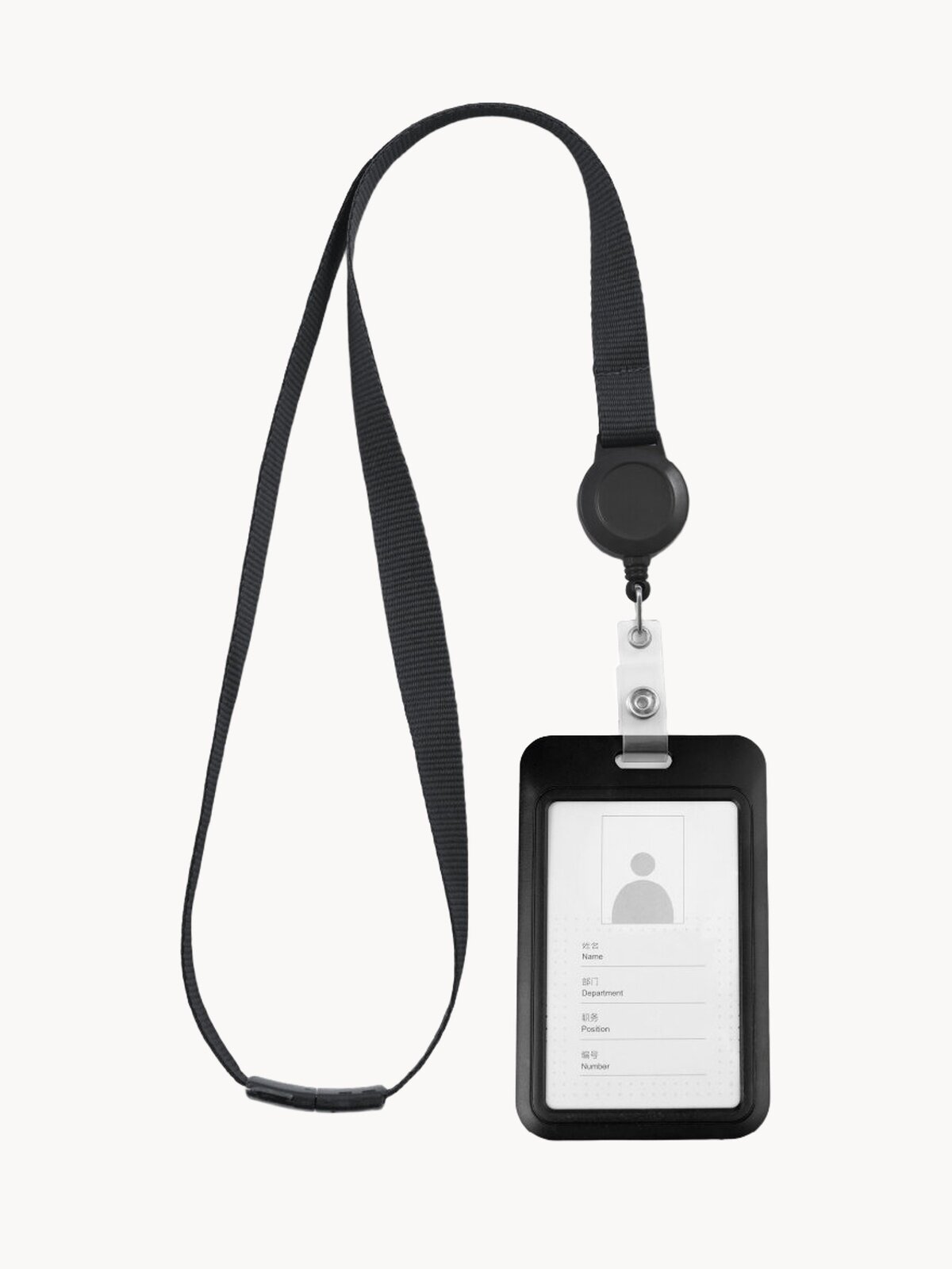 Бейджик для пропуска FastMarket, чехол для карты школьника, бейдж на ленте, держатель с рулеткой в школу, черный