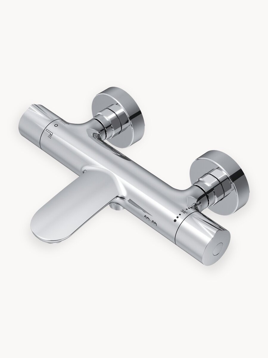 Смеситель для ванны с термостатом AM.PM Like хром, монолитный излив 172 мм, высокочувствительный термоэлемент