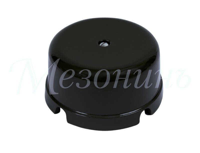 Коробка распределительная Высокая (D80мм, h43мм) керамическая "Мезонинъ","mezonini" "Ретро", для наружного монтажа, цвет Черный, из фарфора