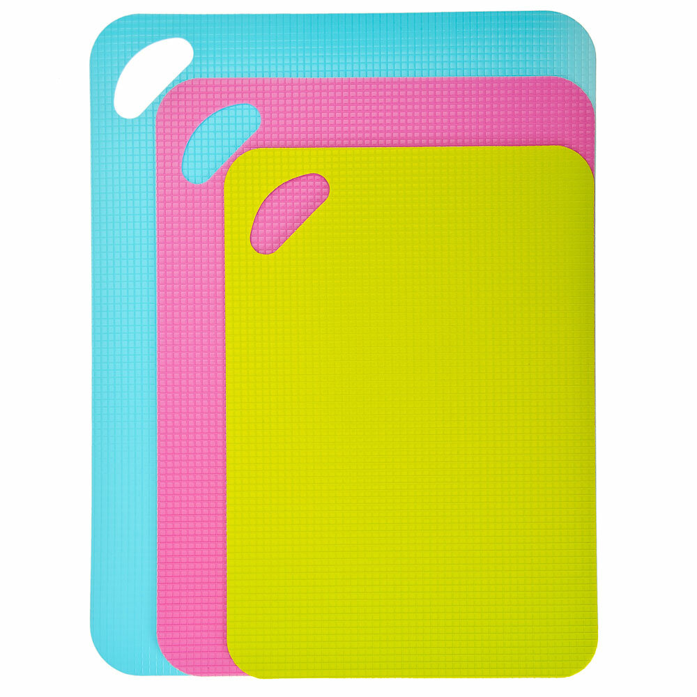 Набор гибких разделочных досок с покрытием "Антискольжение" из пластика, 3 штуки