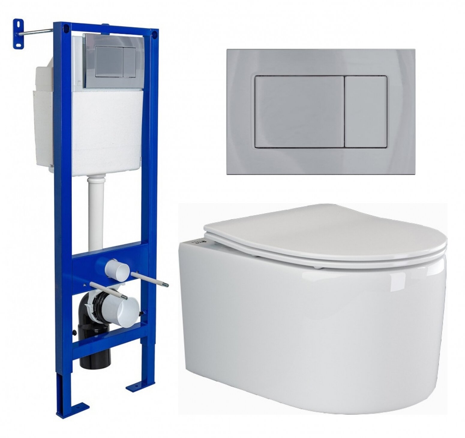 Комплект 3 в 1 инсталляция Berges Wasserhaus Atom 410 + Унитаз подвесной Ceramica Nova Moments CN3003 + кнопка хром