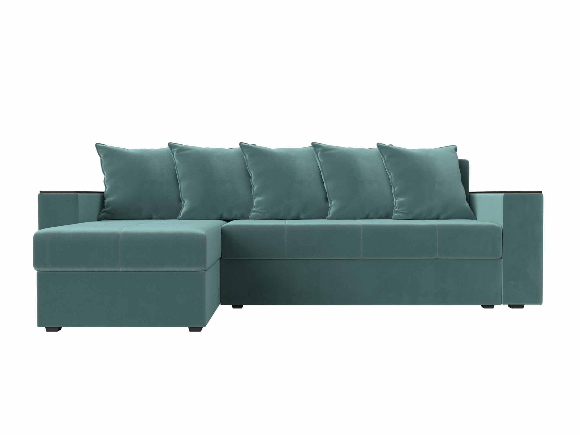 Диван угловой Дубай Лайт левый угол, велюр бирюзовый