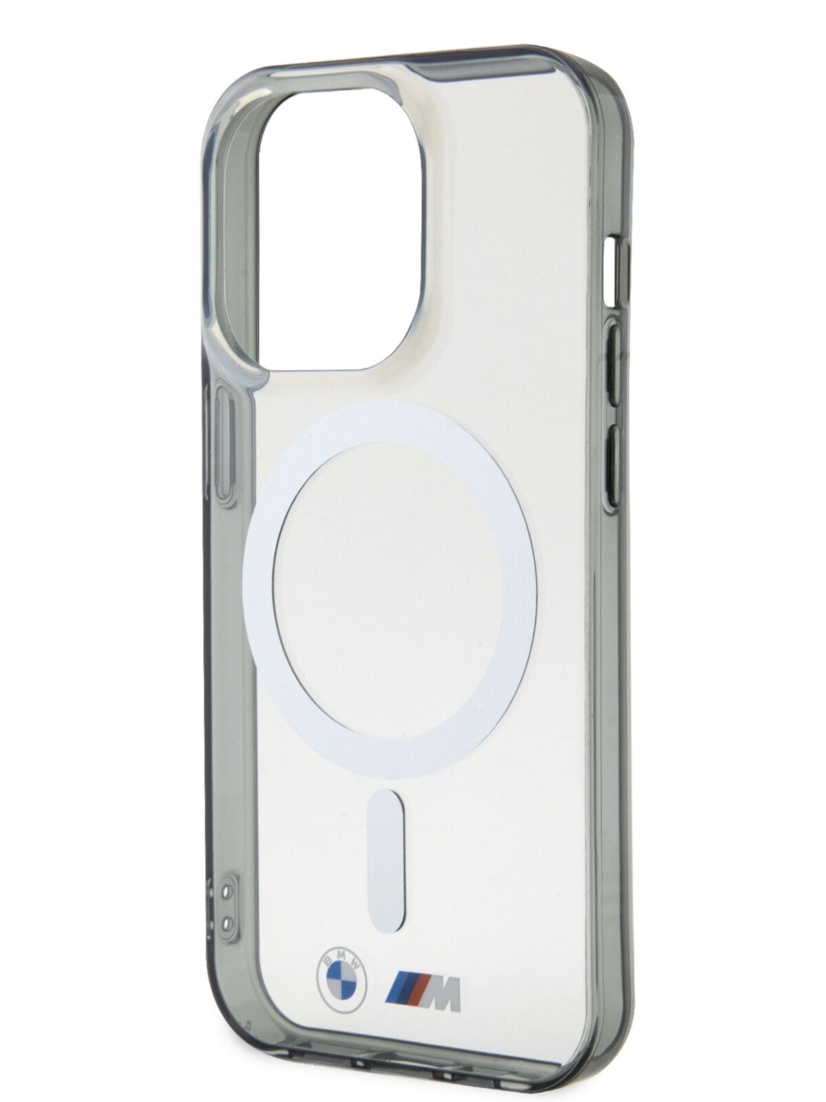 BMW для iPhone 14 Pro чехол M-Collection PC/TPU Silver Ring Hard Transparent (MagSafe)