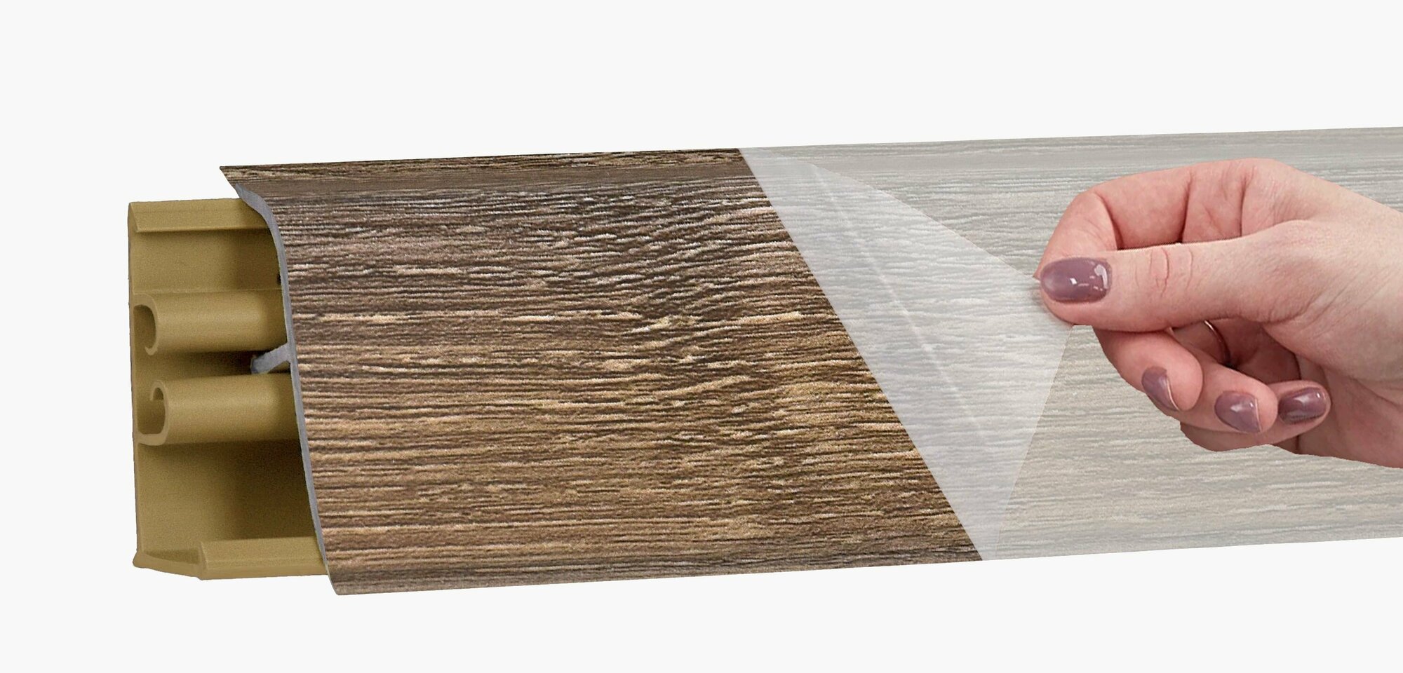 Плинтус для столешницы Korner LB38 с кабель-каналом мягкий край 24х38x3000мм ПВХ