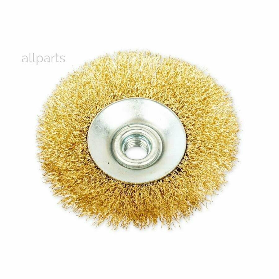 ARNEZI R8044100 Щетка для УШМ конусная 100 мм, посадка M14, латунированная проволока d=0.3мм, 12500 об/мин ARNEZI R8044100