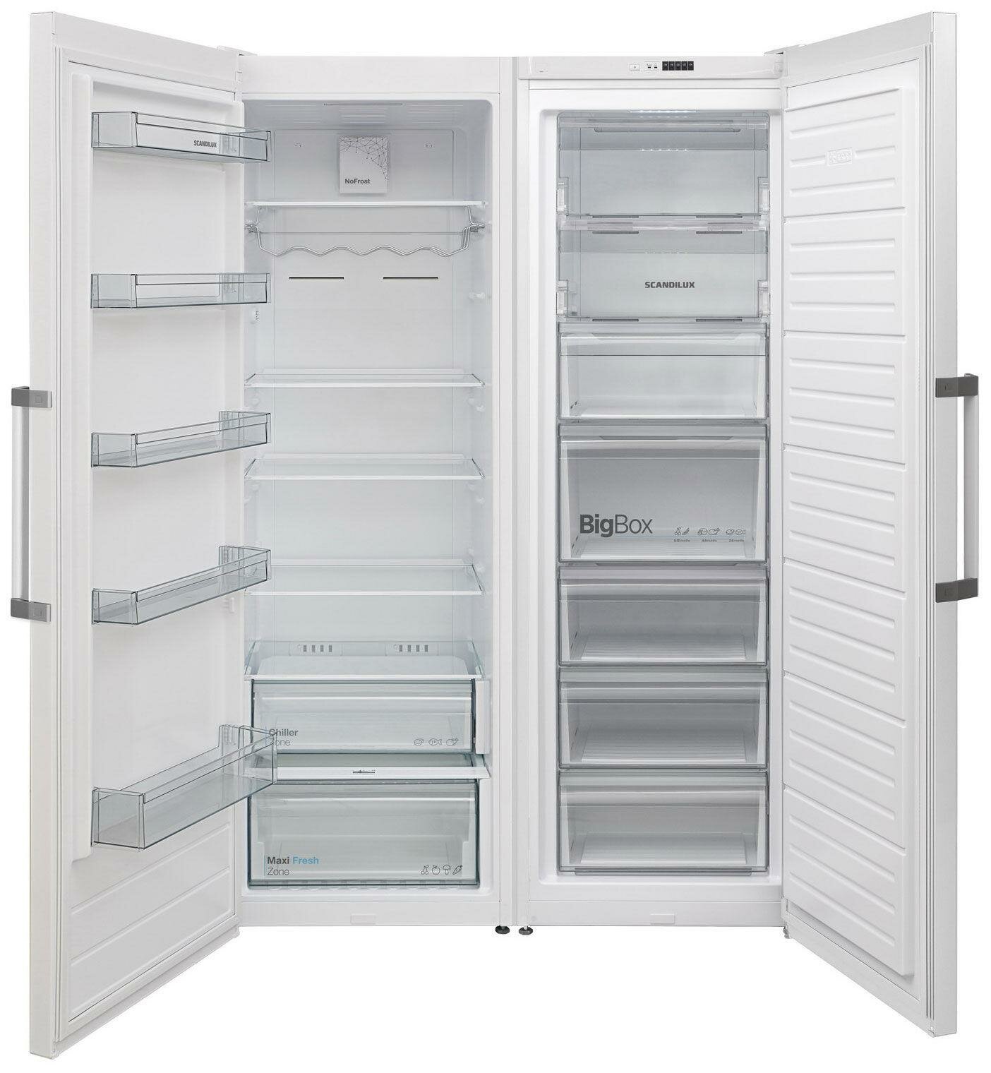 Холодильник Side-by-Side Scandilux SBS 711Y02W белый, из 2-х приборов, 186x119 см, зона свежести, No Frost, 711 л