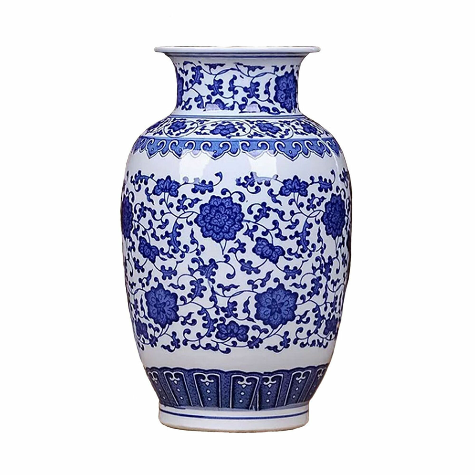 Китайская сине-белая фарфоровая ваза для дома - классический декор