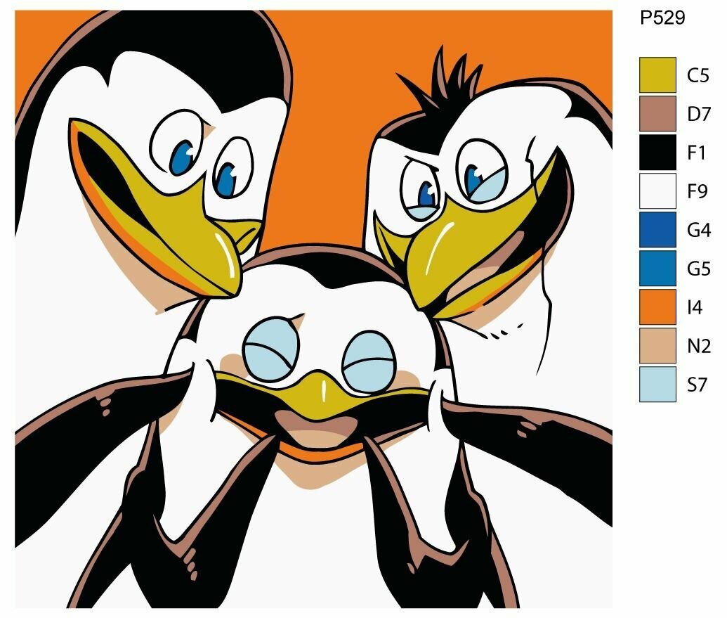 Детская картина по номерам P529 "Мультфильм-Мадагаскар. Пингвины Мадагаскара" 30x30