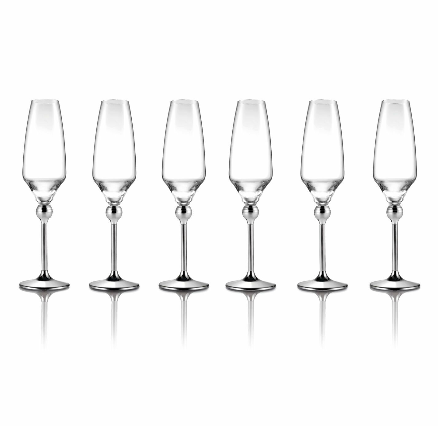 Бокалы для шампанского со стальными ножками Magic Harmony / 6 штук от Zepter
