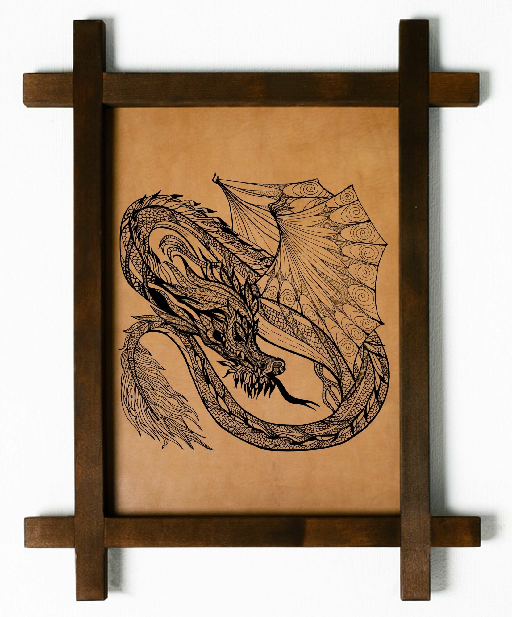 Картина интерьерная из кожи "Красивый дракон", BoomGift